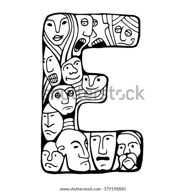 Letter E People Crowd Isolated Alphabet Stock Vector (Royalty Free ...