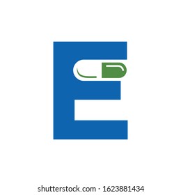 Letter E Pill Capsule Logo Design Stock Vector (Royalty Free) 1623881434