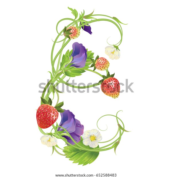 Letter E Strawberry Font Red Berry Stock Vector (Royalty Free) 652588483