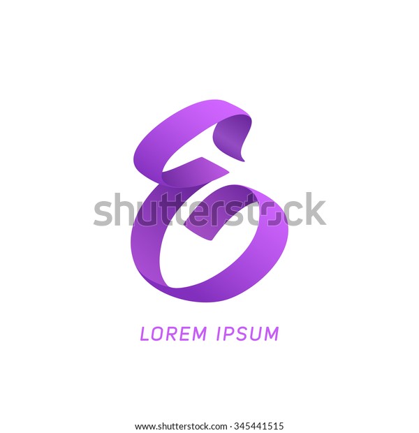 Letter E Violet Ribbon Logo Stock Vector (Royalty Free) 345441515