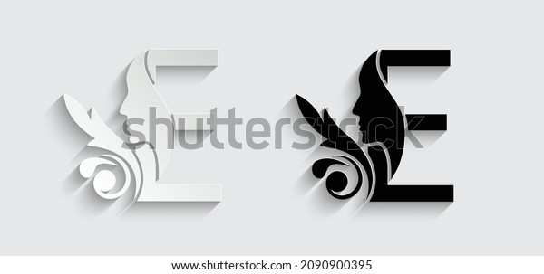 Letter E Woman Face Vector Template Stock Vector (Royalty Free ...