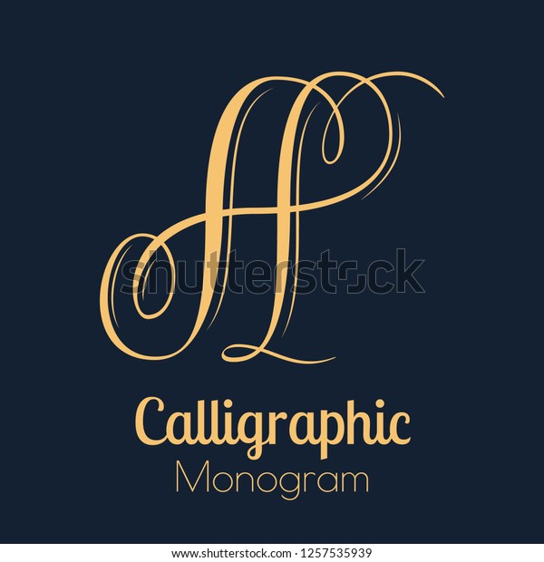 Letter Elegant Copperplate Monogram Design: เวกเตอร์สต็อก (ปลอดค่า ...