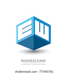 Letter Ew Logo Hexagon Shape Blue Stock Vector (Royalty Free) 777455761 ...