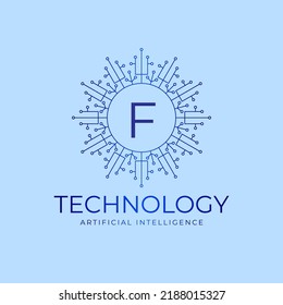 Letter F Technology Boundaries Artificial Intelligence Stock Vector ...