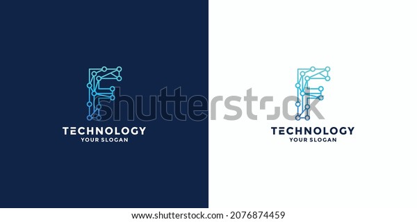 Letter F Technology Logo Design Dot Stock Vector (Royalty Free ...