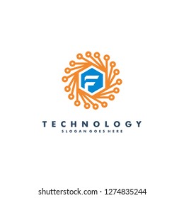 Letter F Technology Logo Template Vector Stock Vector (Royalty Free ...