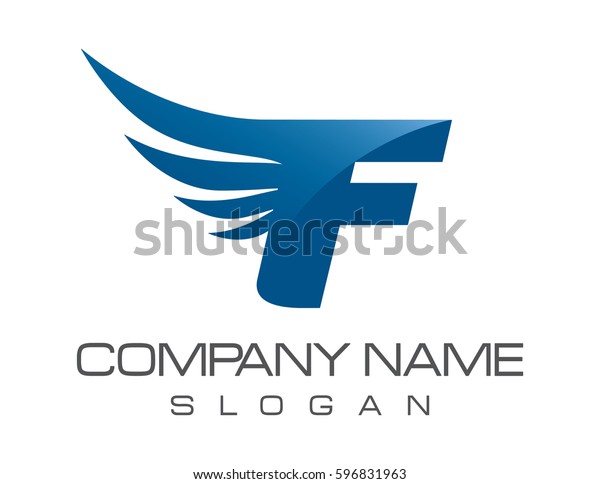 Letter F Wings Logo Stock Vector (Royalty Free) 596831963