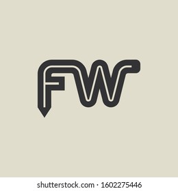 Letter Fw Pencil Shape Logo Design Stock Vector (Royalty Free ...