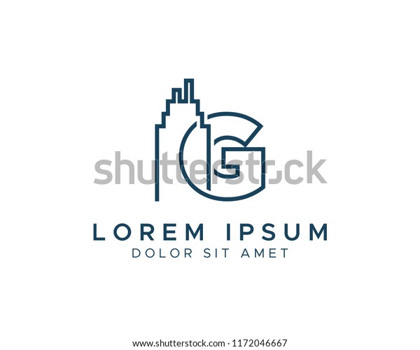 Letter G Building Line Vector Logo Stock Vector (Royalty Free ...