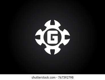 Letter G Inside Gear Logo: vector de stock (libre de regalías ...