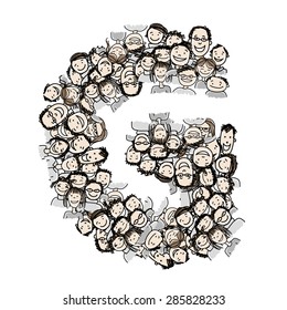 Letter G People Crowd Vector Alphabet Stock Vector (Royalty Free ...
