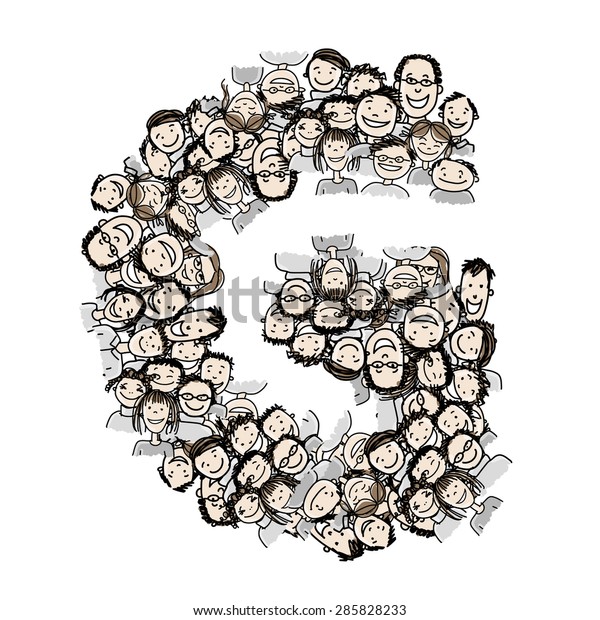 Letter G People Crowd Vector Alphabet Stock Vector (Royalty Free ...