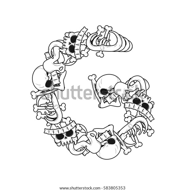 Letter G Skeleton Bones Font Anatomy Stock Vector (Royalty Free ...