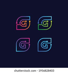 Letter G Technology Digital Connection Logo Stock Vector (Royalty Free ...