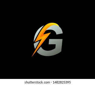Electrical Thunder Bolt Letter G Logo: vetor stock (livre de direitos ...