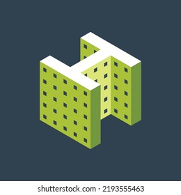 Letter H 3d Building Tower Logo Stock Vector (Royalty Free) 2193555463 ...
