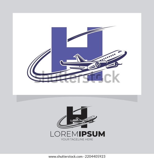 Letter H Airplane Logo Vector Design Stock Vector (Royalty Free ...