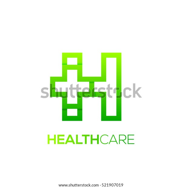 Letter H Cross Plus Logo Green Stock Vector (Royalty Free) 521907019