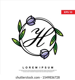 Letter H Inside Floral Frame Logo Stock Vector (Royalty Free ...