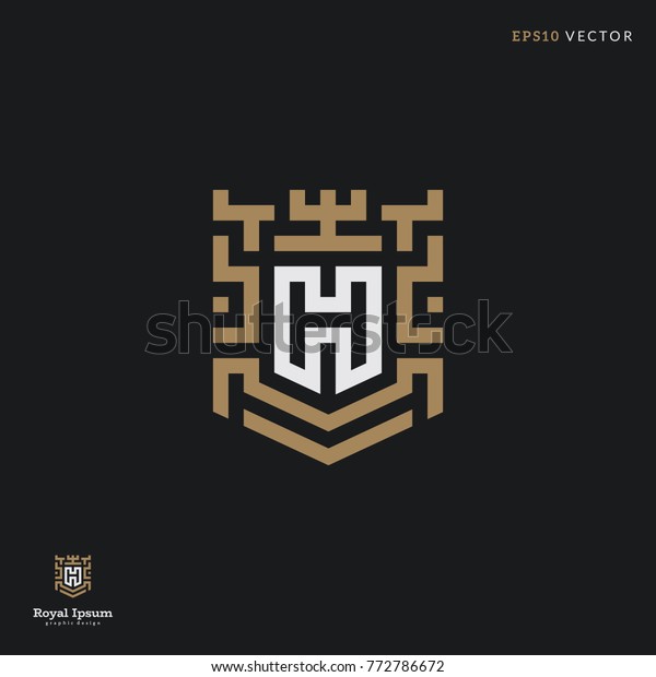 Letter H Line Logo Royal Goemetric Stok Vektör (Telifsiz) 772786672 ...