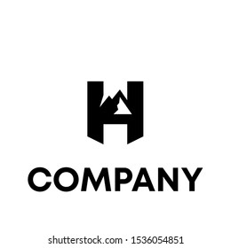 Letter H Mountain Logo Vector Sign Stock Vector (Royalty Free ...