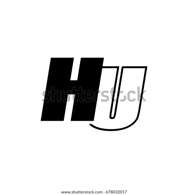 Letter H U Logo Overlapping Black Stock Vector (Royalty Free) 678032017 ...