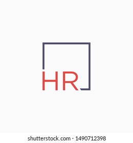 Letter Hr Logo Design Square Frame Stock Vector (Royalty Free ...