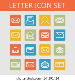 Letter Icon Set Message Pictograms Stock Vector (Royalty Free ...
