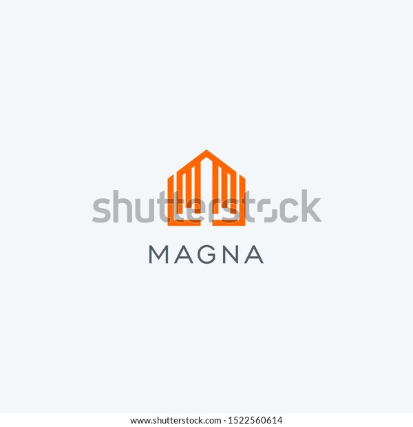 Letter Initial Mm Home Logo Design Stock Vector (Royalty Free ...