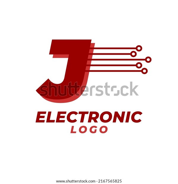 Letter J Electronic Circuit Decoration Initial Stock Vector (Royalty ...