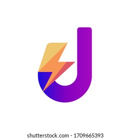 Letter J Lightning Vector Logo Design Stock Vector (Royalty Free ...