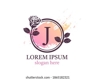 Letter J Monogram Logo Circle Floral Stock Vector (Royalty Free ...