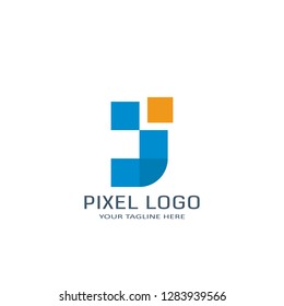 Letter J Pixel Logo Design Template Stock Vector (Royalty Free ...