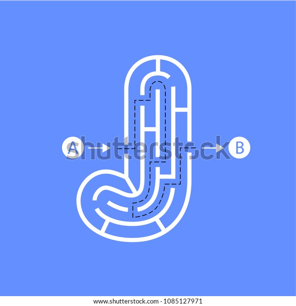Letter J Shape Maze Labyrinth Maze Stock Vector (Royalty Free) 1085127971