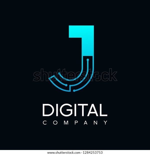 Letter J Technology Logo Font Digital Stock Vector (Royalty Free ...