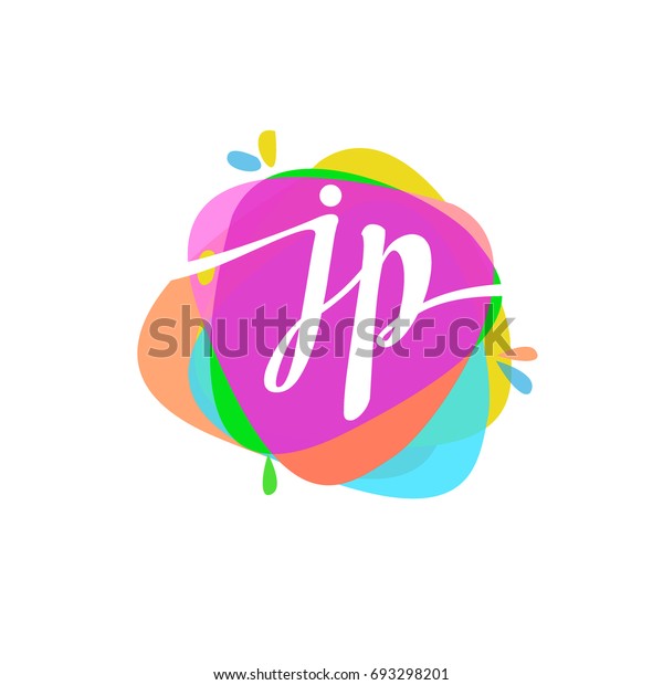 Letter JP logo with colorful splash background, letter combination logo ...