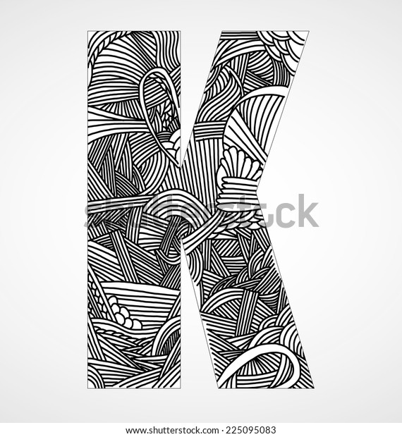 Letter K Doodle Alphabet Stock Vector (Royalty Free) 225095083 ...