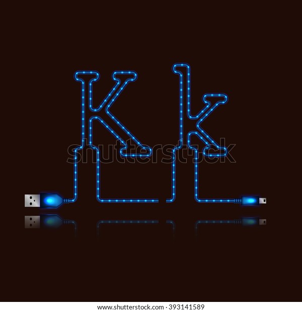 Letter K Laid Neon Light Cable Stock Vector (Royalty Free) 393141589 ...