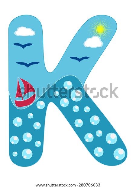 Letter K Sea Summer Wavy Alphabet Stock Vector (Royalty Free) 280706033