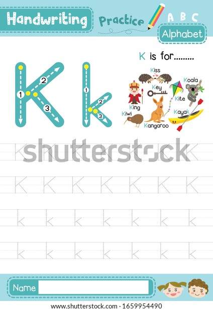 Letter K Uppercase Lowercase Cute Children Stock Vector (Royalty Free ...