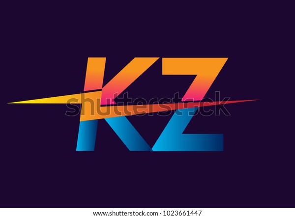 Letter Kz Logo Lightning Icon Letter Stock Vector (Royalty Free) 1023661447