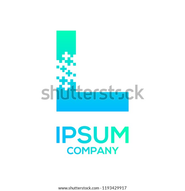 Letter L Pixel Plus Sign Technology Stock Vector (Royalty Free ...