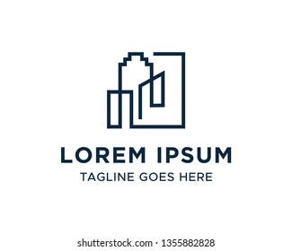 Letter Line Building Logo Stock Vector (Royalty Free) 1355882828 ...