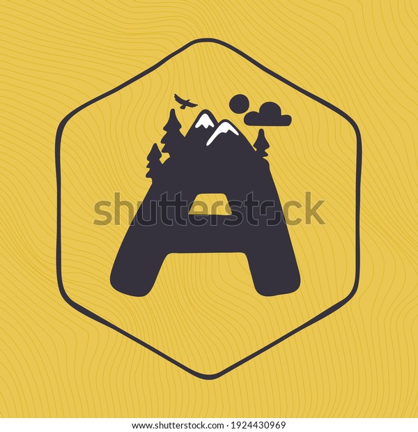 Letter Logo Mountains Peaks Trees On Stock Vector (Royalty Free ...
