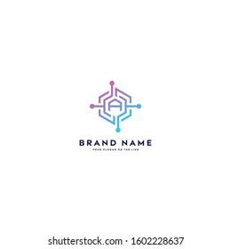 Letter Logo Tech Full Color Gradient Stock Vector (Royalty Free ...