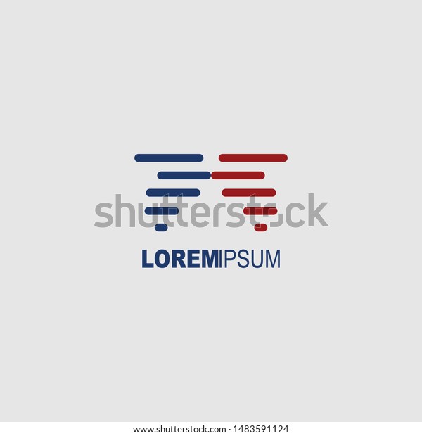 Letter M Blue Red Lines Concept Stock Vector (Royalty Free) 1483591124