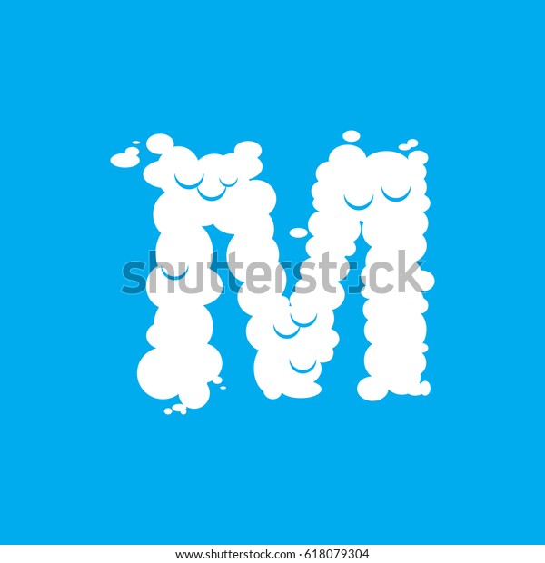 Letter M Cloud Font Symbol White Stock Vector (Royalty Free) 618079304 ...