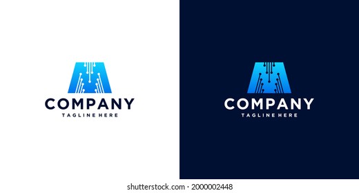 Letter M Connection Logo Design Computer Stock Vector (Royalty Free ...