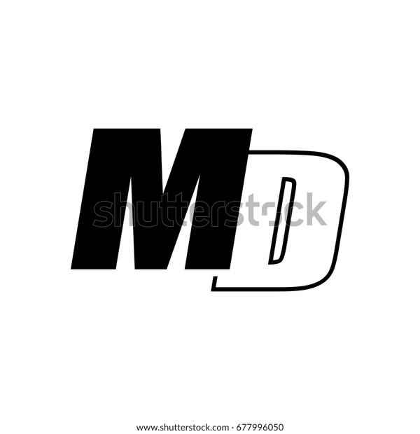 Letter M D Logo Overlapping Black Stock Vector (Royalty Free) 677996050 ...