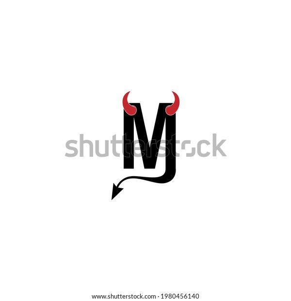 Letter M Devils Horns Tail Icon Stock Vector (Royalty Free) 1980456140 ...